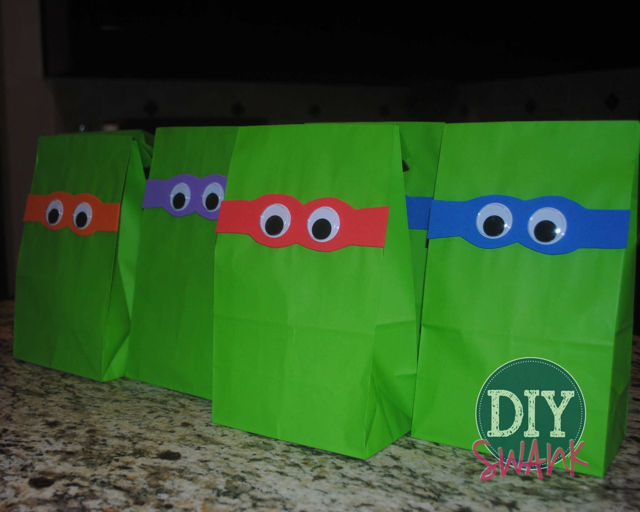 DIY Ninja Turtle Party Favor Bags Swanky Design Company