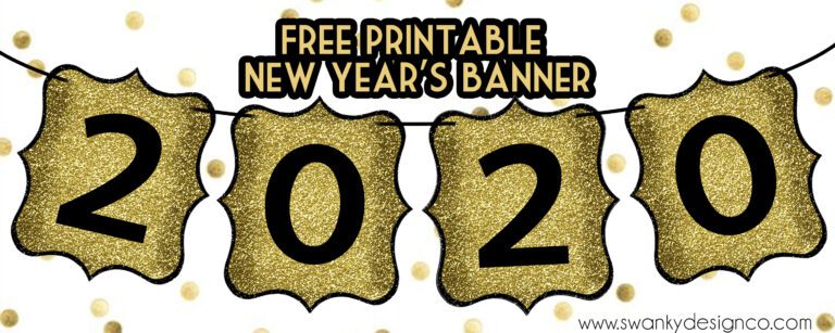 Happy New Year Banner Free Printable - Swanky Design Company