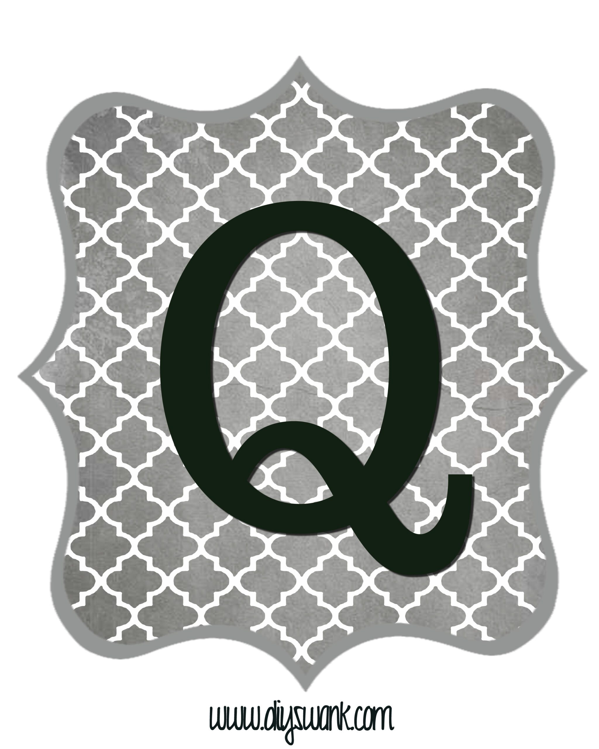 Gray_Black Letter_Q - Swanky Design Co.