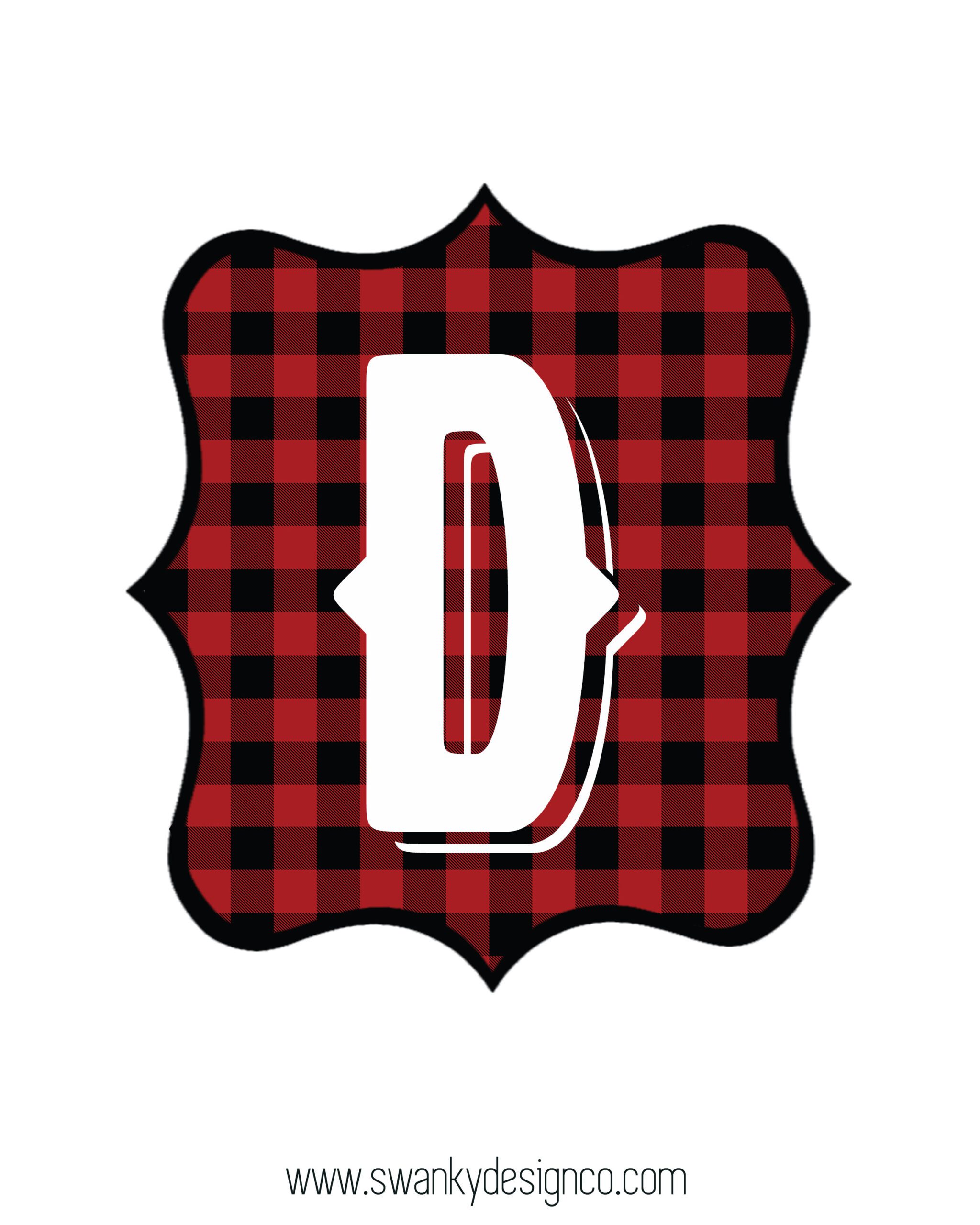 Plaid Christmas Letter D - Swanky Design Co.