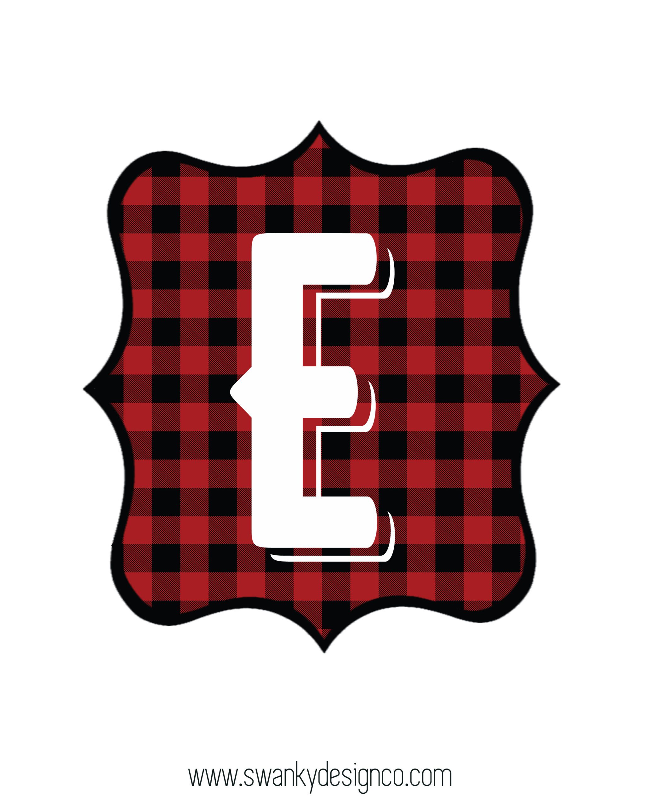 Plaid Christmas Letter E - Swanky Design Co.