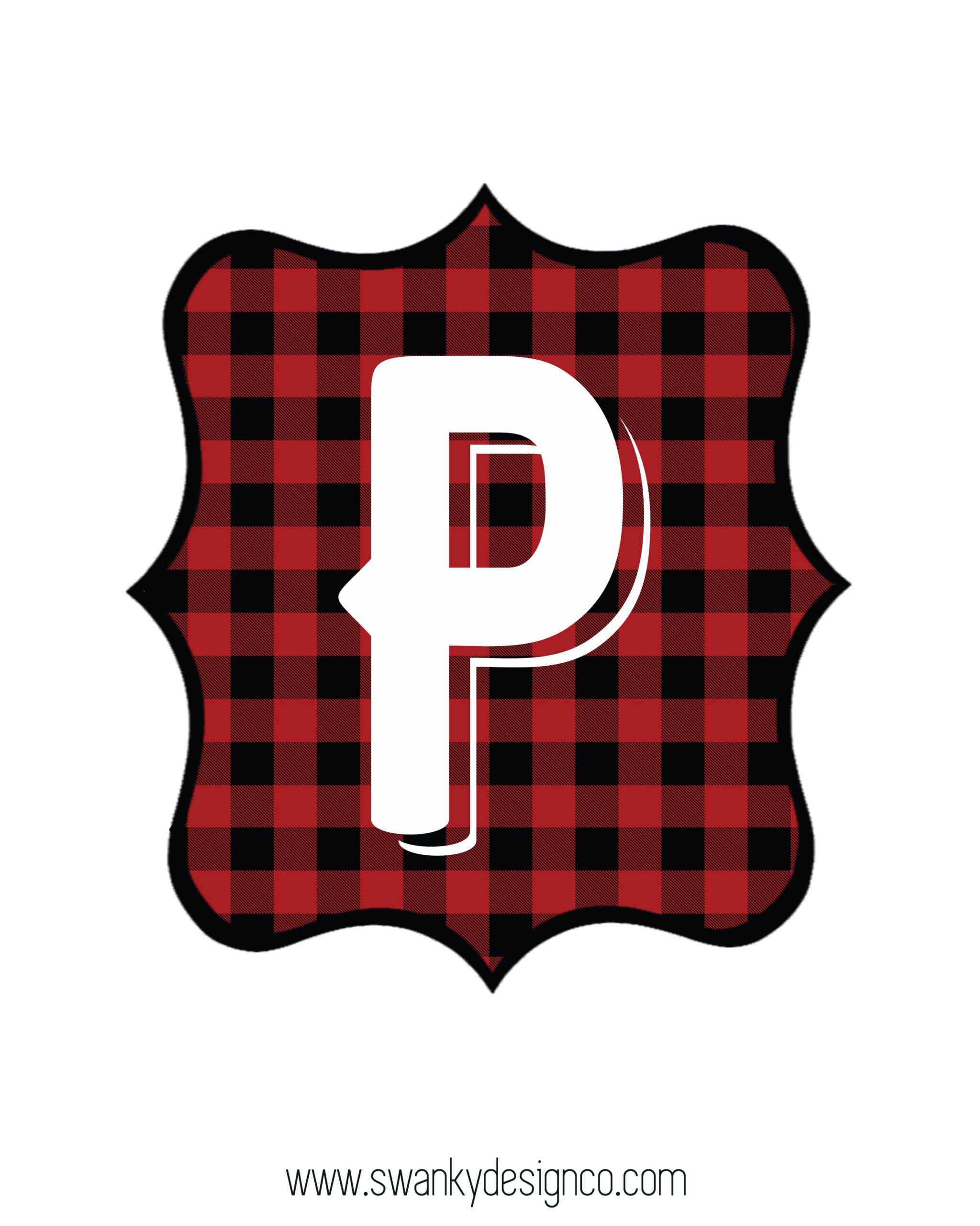 Plaid Christmas Letter P - Swanky Design Co.