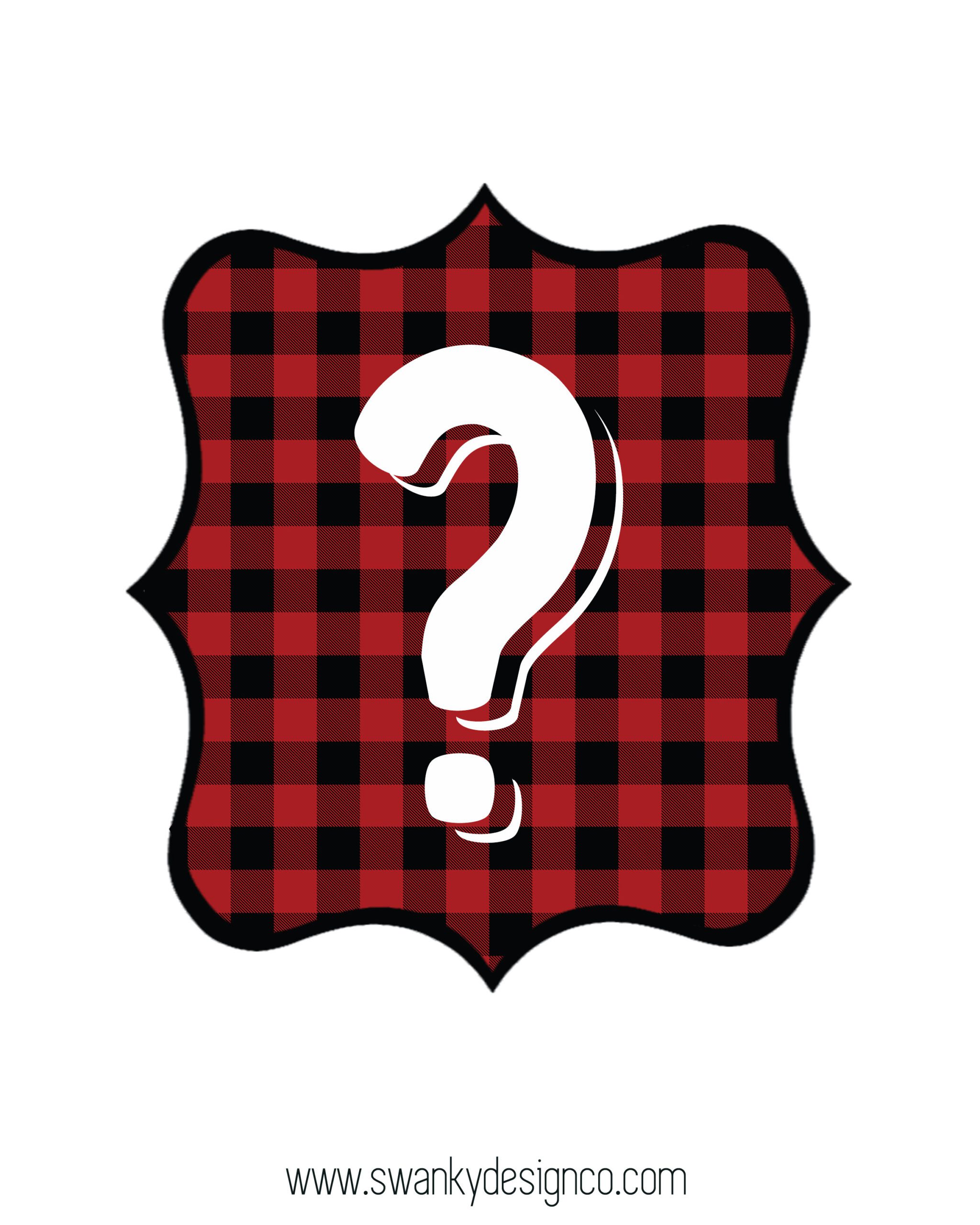 Plaid Christmas Letter Question Mark - Swanky Design Co.