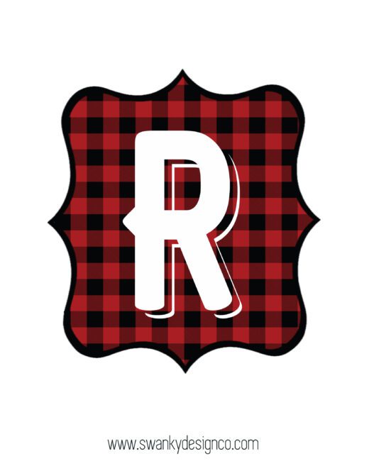Plaid Christmas Letter R - Swanky Design Company